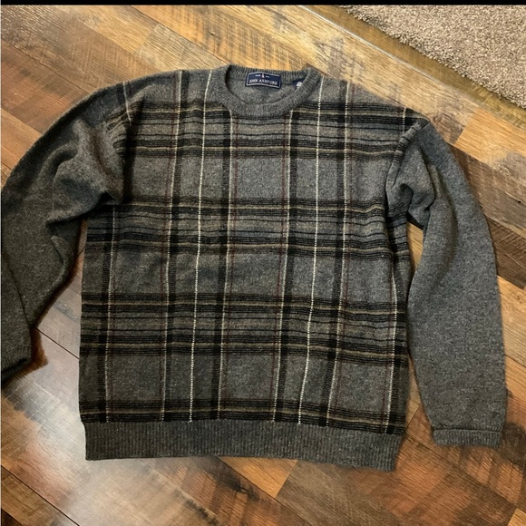 Vintage | Sweaters | Vintage Plaid Wool Dad Sweater L | Poshmark